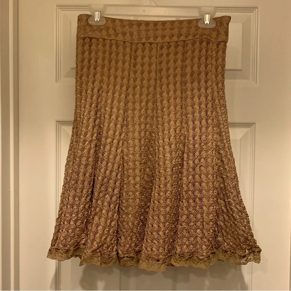 Cartise | Skirts | Chic Lace Flare Skirt In Tan Size 6 | Poshmark